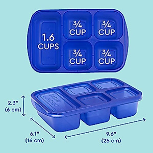 EasyLunchboxes® - Patent-Pending Bento Lunch Boxes - Reusable 5-Compartment Food Containers for School, Work, and Travel, Set of 4, (Jewel Brights)