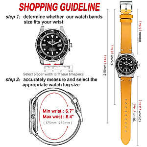 torbollo 20mm Leather Watch Bands for Men, Italian Buttero leather Watch Strap Quick Release Vintage Replacement Wrap Yellow