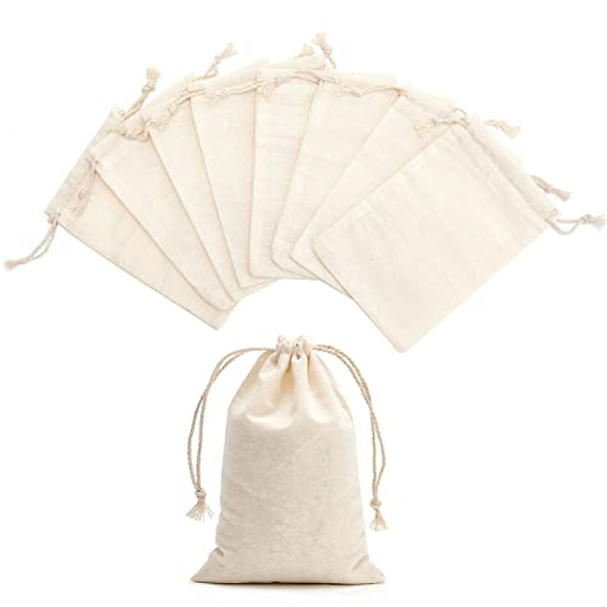 Tendwarm 20 Pieces 4x6 Inches Cotton Drawstring Bags Reusable Muslin Sachet Bag for Party Wedding Storage Home Supplies