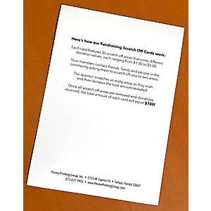 PROMO PRINTING GROUP, INC. For Our Team Baseball Fundraising Scratch Off Cards - (20 Cards per Pack) - Raise $2,000. You Keep All the Profit!