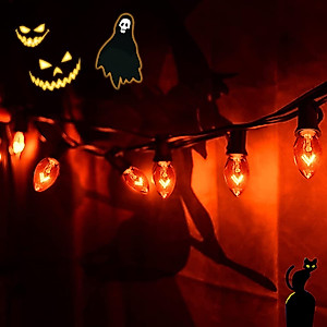 CHYParty 25 Pack C7 Replacement Bulbs, 5W Orange Light Bulbs, Halloween Christmas Light Bulbs for Outdoor String Lights Patio Wedding Decor, E12 Candelabra Base, Incandescent Night Lights