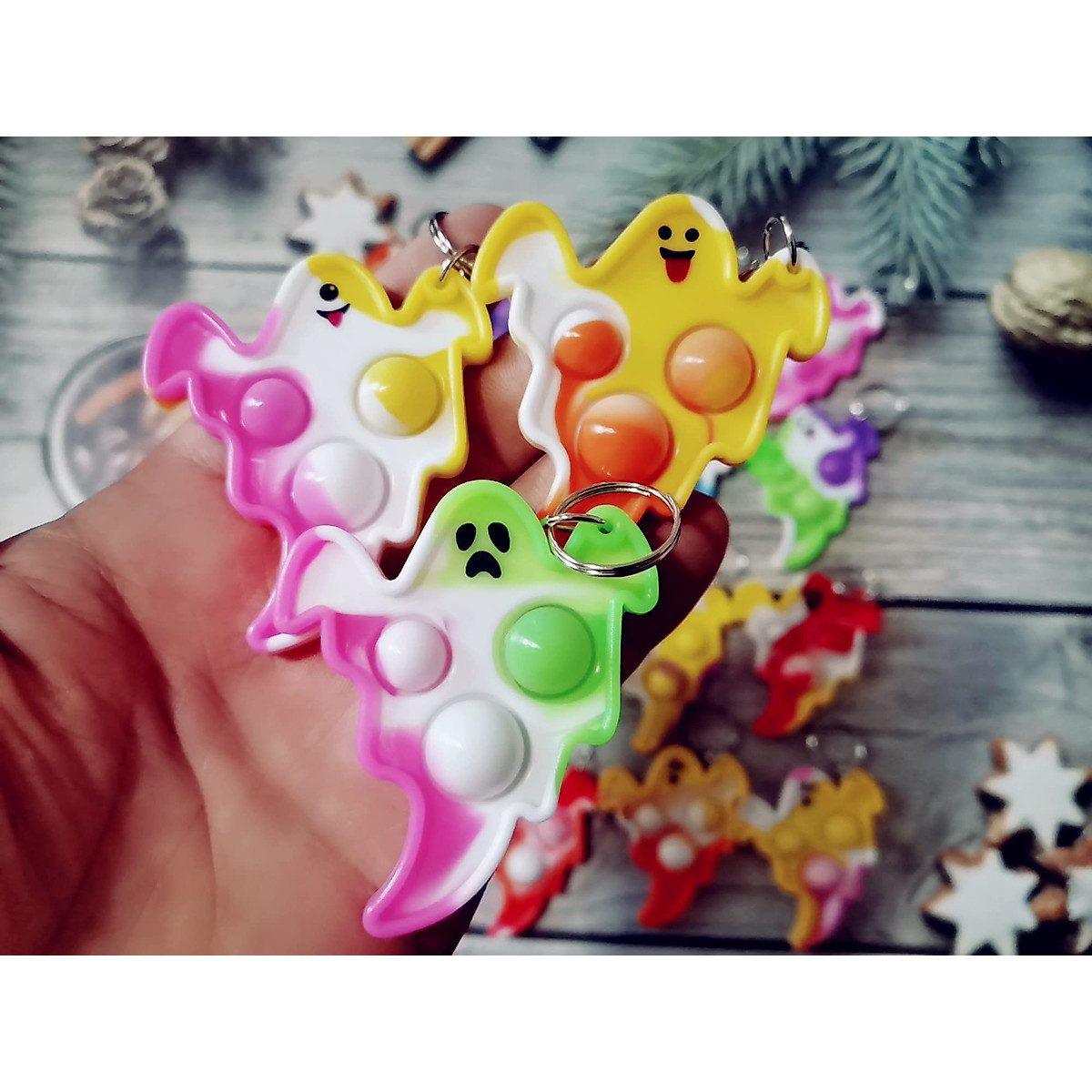 20 Packs Bulk Halloween Ghost Fidget Mini Pop for Kids Party Favors and Classroom Students Gifts