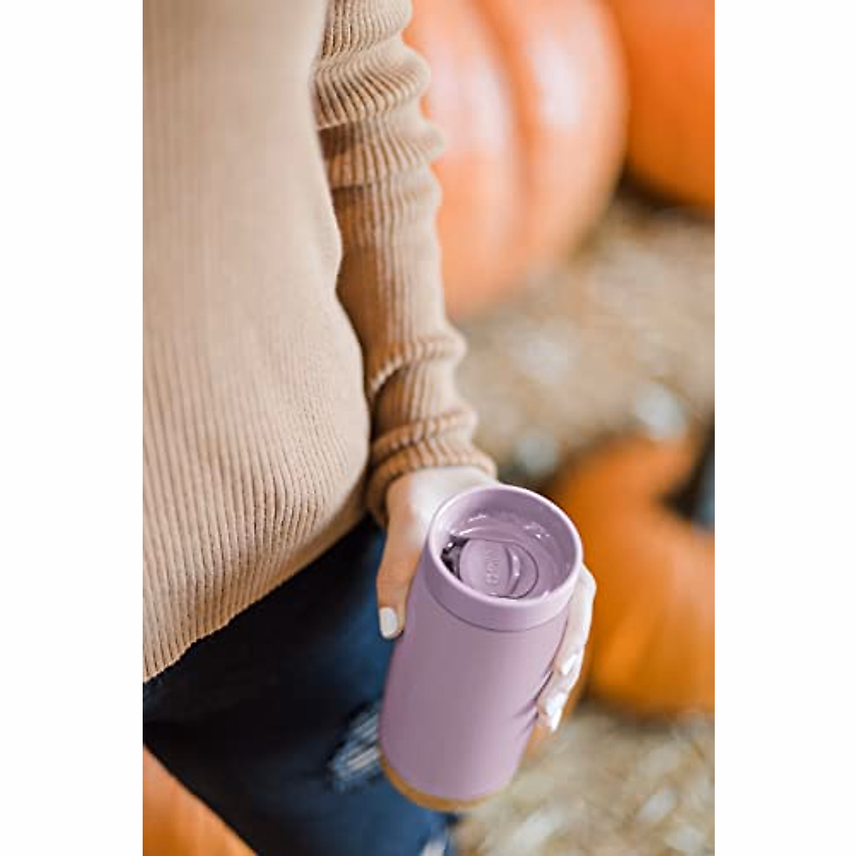 Ello Cole 16oz Vacuum Insulated Travel Coffee Mug with Leak-Proof Slider Lid and Built-in Coaster, Keeps Hot for 5 Hours, Perfect for Coffee or Tea, BPA-Free Tumbler, Mauve