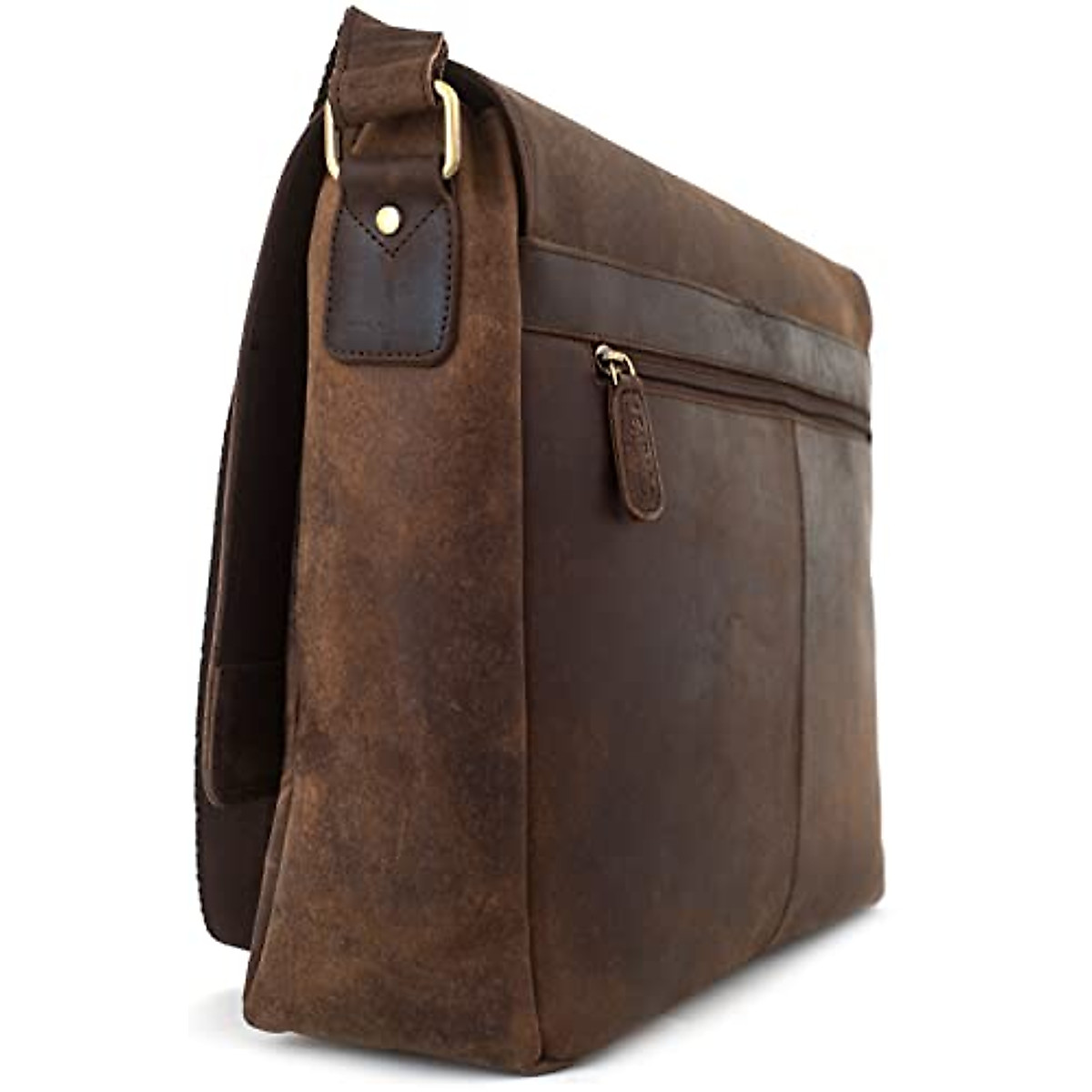 LEABAGS Leather Messenger Bag for Men Women - Briefcase genuine buffalo leather Oxford - Laptop Bag Crossbody Work College Muscat