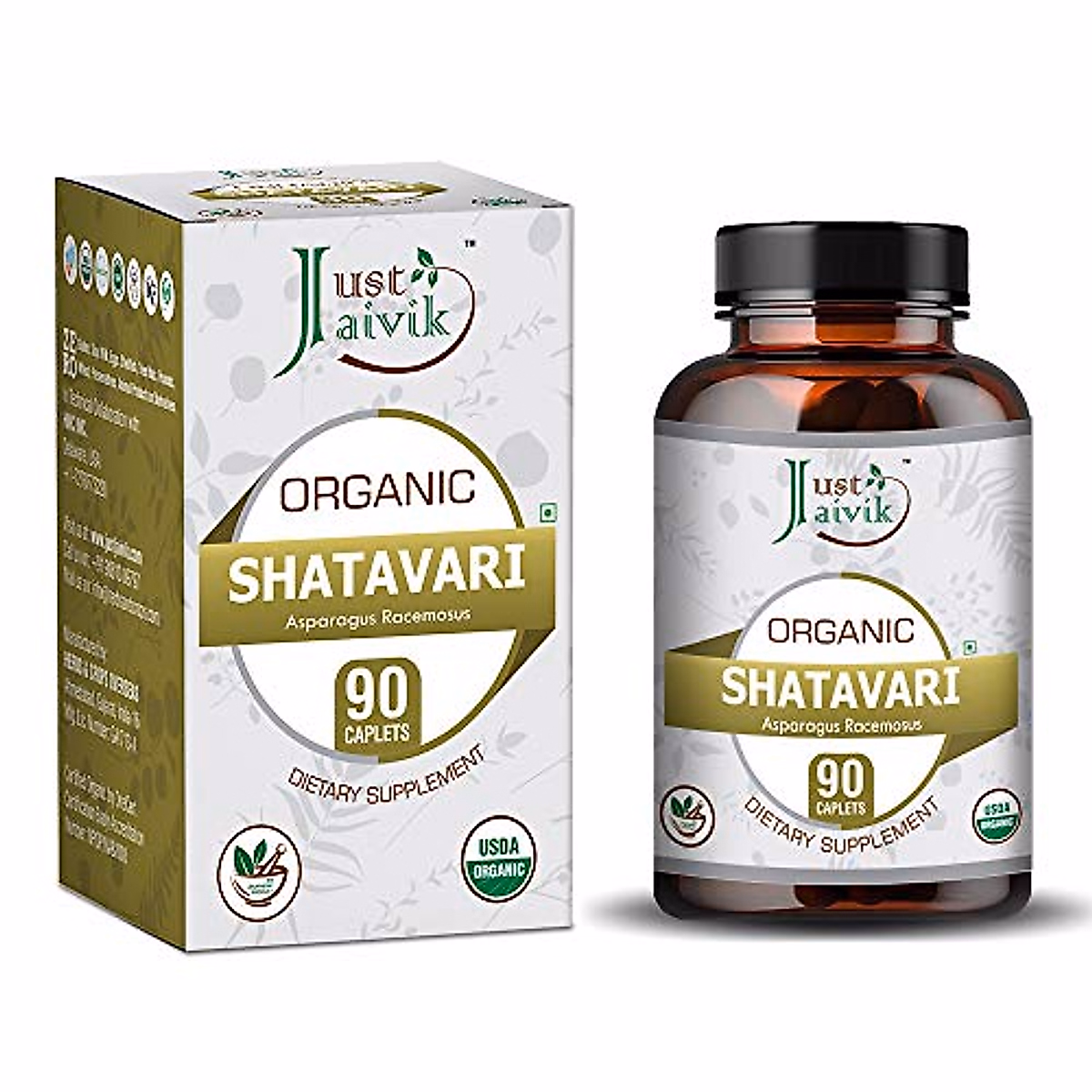 Just Jaivik Organic Shatavari Tablets - A Dietary Supplements - 750 mg (Pack 90 Organic Tablets) | Rejuvenation for Vata and Pitta | Women's Health Supplement