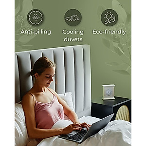 Linenwalas Tencel Lyocell Duvet Cover Set with Deep Pocket Fitted Sheet, Viscose Made from Eucalyptus Soft, Lightweight and Breathable Complete Bedding Set (White, Queen)