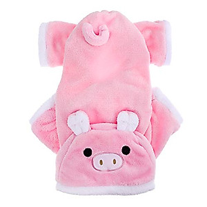 Balacoo Pet Costum, Pink Pig Puppy Clothes Hoodie Warm Coat Funny Pet Dog Cat Clothes for Christmas Cosplay Pimk