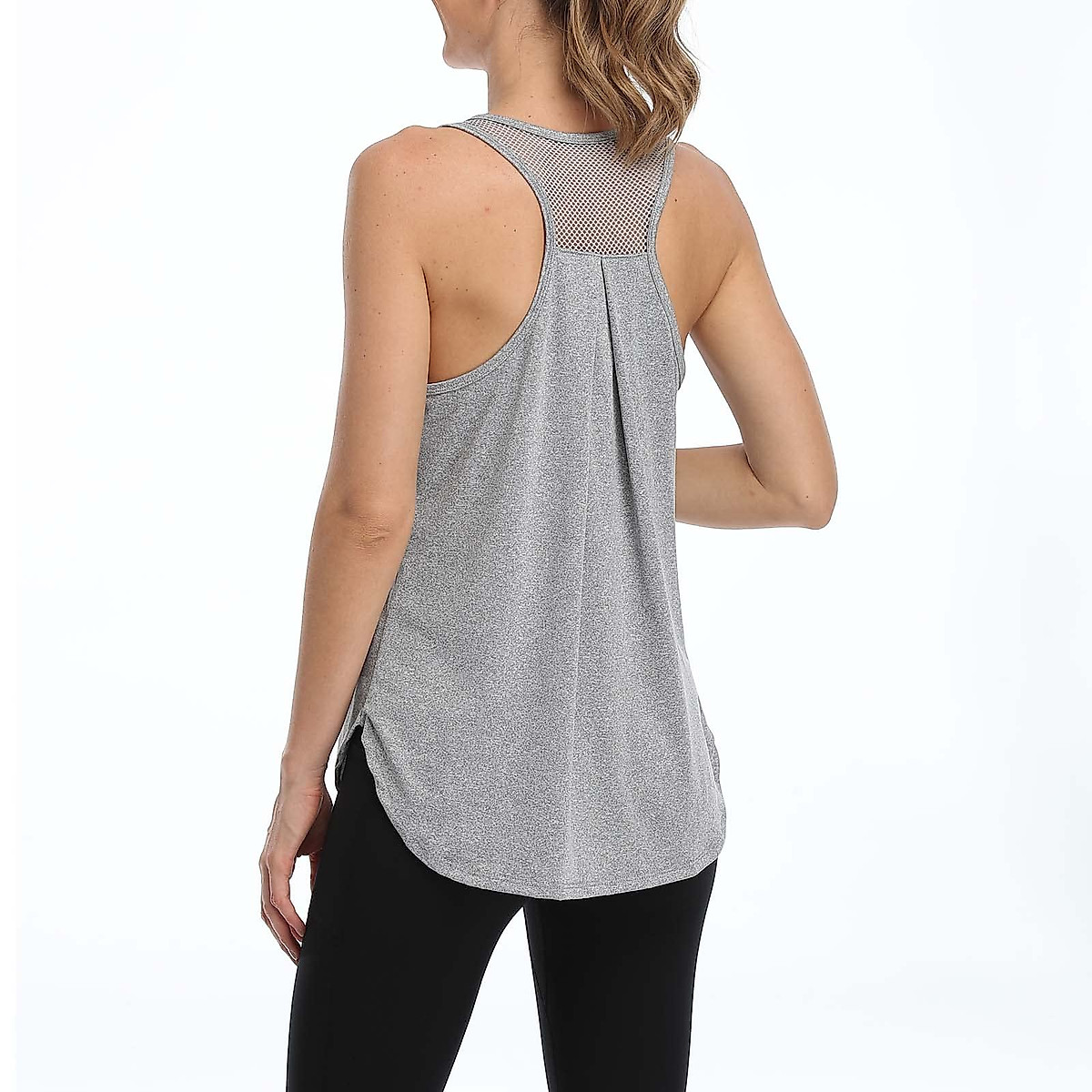 FOLIN Women's Sports Tank Tops Mesh Open Tank Tops for a Variety of Sports and Everyday Wear(Pack of 2) Grey, X-Large