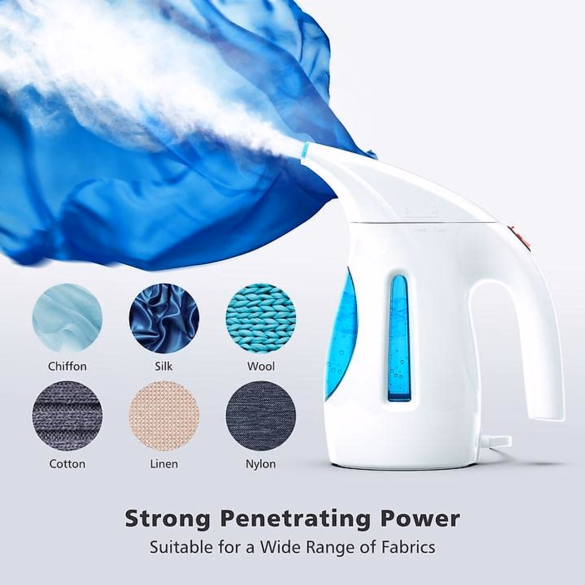 Hilife Steamer for Clothes, Portable Handheld Design, 240ml Big Capacity, 700W, Strong Penetrating Steam, Removes Wrinkle, for Home, Office and Travel (Maya Blue)