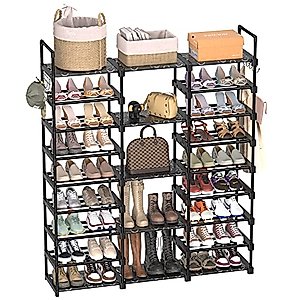 TIMEBAL Shoe Rack Storage Organizer Shoe Shelf Organizer for Entryway (9 Tiers 3 Rows, Black)