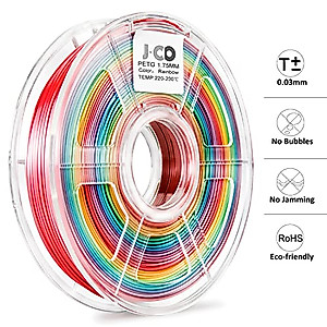 J-CD 3D Printing PETG Filament, Rainbow Multi Color Gradient, Dimensional Accuracy +/- 0.02 mm, 600G (1.3lbs ) Spool, 1.75 mm