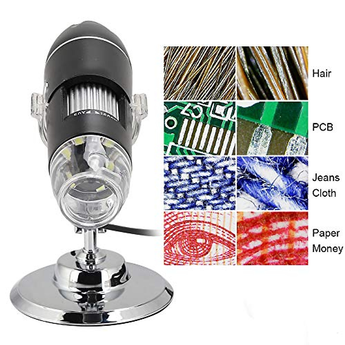 USB Microscope,1600X Digital Electron Microscope USB Video Camera 2MP 1600x1200 with 8 LED,High Speed DSP,Macro Lens,8 LED Magnification Endoscope Camera