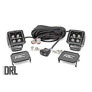 Rough Country 2" Black Series Square LED Cube Lights | White DRL - 70903BLKDRL