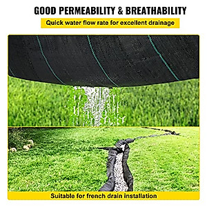 VEVOR Weed Fabric Barrier Heavy Duty, 12.5x50ft 3.5oz Weed Blocker Fabric, Woven Landscape Fabric, Garden Fabric Weed Barrier, Weed Control Fabric Ground Cover, Geotextile Fabric, Gardening Mat, Black