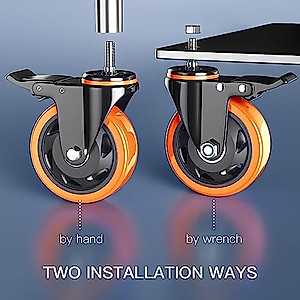 4 Inch Stem Caster Wheels Heavy Duty with Dual Locking 2200Lbs, Threaded Stem Casters 3/8" -16 x 1", Swivel Industrial Casters Set of 4, Wheels for Cart and Furniture