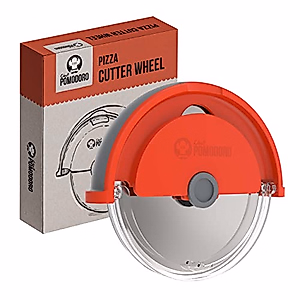 Chef Pomodoro Pizza Cutter Wheel with Protective Cover Blade Guard, Easy to Clean, 4-Inch Super Sharp Slicer, Stainless Steel Kitchen Gadget, Pizza Making Accessories (Orange)