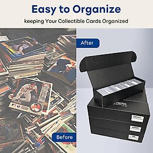 Fageverld Trading Card Storage Box with Dividers, 10 Count with 3 Pack of 10 Card Dividers, Card Boxes for Baseball Football Sports Cards, and Mtg Playing Cards, Cardboard, Black