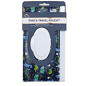 Itzy Ritzy Reusable Wipe Pouch – Take & Travel Pouch Holds Up to 30 Wet Wipes; Includes Silicone Wristlet Strap; Raining Dinosaurs