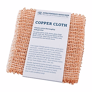 REDECKER 2-Ply Woven Copper Scrubbing Cloth - Durable and Non-Abrasive Scrubber Copper Cloth - Machine Washable Copper Pads - Copper Scouring Pads - Copper Cleaning Scrubs - Set of 2