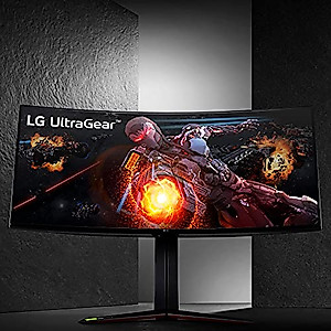 LG 34GP950G-B 34 Inch Ultragear QHD (3440 x 1440) Nano IPS Curved Gaming Monitor with 1ms Response Time and 144HZ Refresh Rate and NVIDIA G-SYNC Ultimate with Tilt/Height Adjustable Stand - Black