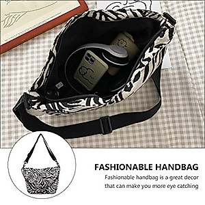 Amosfun Zebra Print Tote Bag Single-Shoulder Bag Umbrella Purse Phone Storage Shoulder Bag for Women Girls