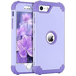 BENTOBEN iPhone SE 2022 Phone Case, iPhone SE 2020 Case, Heavy Duty 3 in 1 Full Body Rugged Shockproof Hybrid Hard PC Soft Rubber Bumper Drop Protective Girls Women 4.7 SE Cover, Light Purple/Lavender