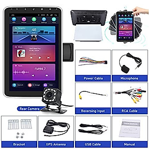 Android 11 Single Din Car Stereo with Wireless Apple Carplay Android Auto, 10.1 Inch HD Touchscreen Car Radio Audio with GPS Navigation, Bluetooth, Subw, WiFi, USB, SWC, HiFi, FM+Backup Camera