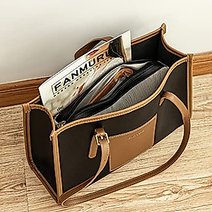 Tote Bag, PU Tote Bag for Women with Zipper Pocket Lightweight Shoulder Bag Handbag for Work, Office, School,Gym,Beach,Travel (Black)