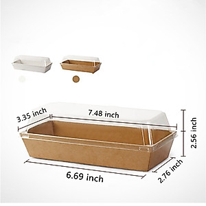 Sandwich Craft Paper Box with Clear Lids 20 Sets (Brown)
