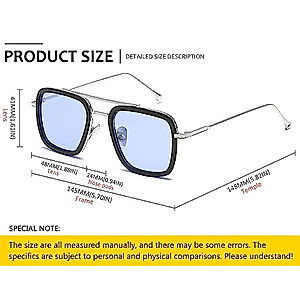 SHEEN KELLY Trendy Square Pilot Sunglasses Men Women Vintage Rectangular Metal Frame Shades Eye Glasses