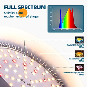 Barrina LED Grow Light Bulb, 50W Full Spectrum, with 16.4FT Power Cord, Hanging Grow Lights for Indoor Plants, Large Tall Plant, Garden, Flowers, Greenhouse, 2-Head