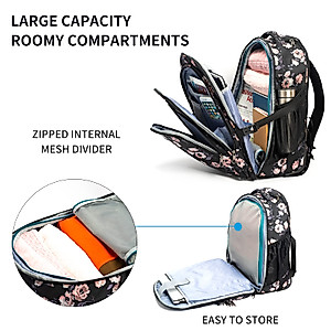 KROSER Laptop Rolling Backpack 17 inch Premium Wheeled Computer Backpack for Women with RFID Pockets Check Point Friendly Water-Repellent Overnight Roller Case for Travel