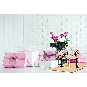 cherry blossom tree wedding cards, unusual wedding pop up cards with envelope, wedding invitations, wedding wishes, wedding anniversary greetings, tie the knot invite, congrats to bride and groom, L10