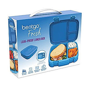 Bentgo Fresh – Leak-Proof, Versatile 4-Compartment Bento-Style Lunch Box with Removable Divider, Portion-Controlled Meals for Teens and Adults On-The-Go – BPA-Free, Food-Safe Materials (Blue)