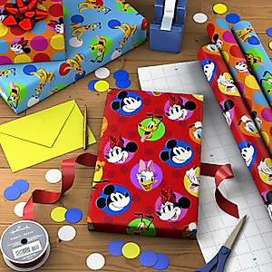 Hallmark Disney Wrapping Paper Rolls for Kids Birthdays, Christmas, Any Occasion (Set of 3 Rolls: 60 sq. ft. ttl.) Mickey Mouse, Minnie Mouse, Pluto, Donald Duck, Daisy Duck