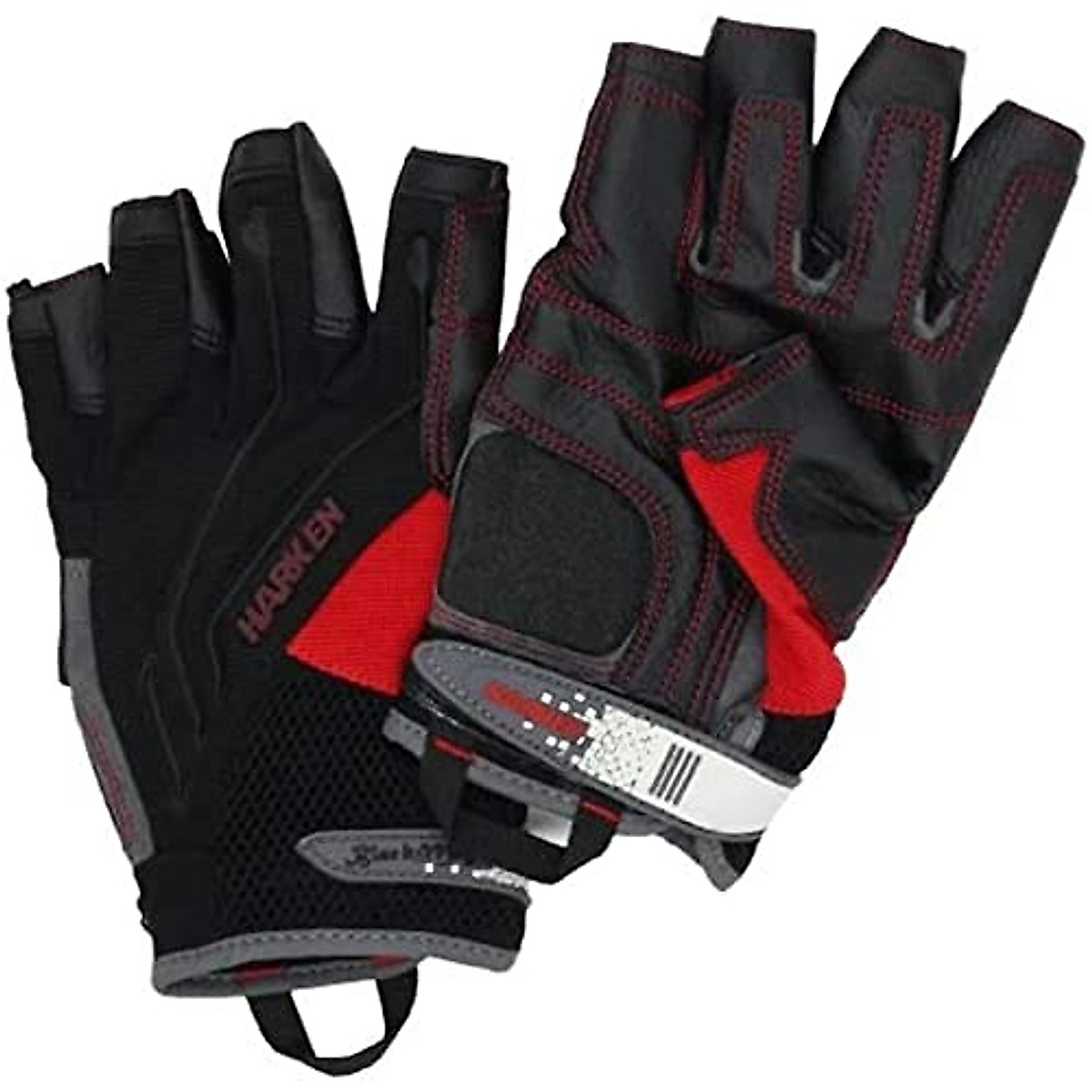 Harken Sport Classic 3/4 Finger Glove, Grey/Black/Red, Large