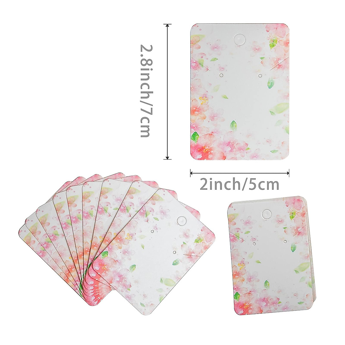 Flower Earring Display Cards With Bags Necklace Display Cards Sets Earring Packing Holder Cards With bags Jewelry Packing For Earring Necklace Jewelry Packing 100Pack Paper 100Pack Bags 2" x 2.5"