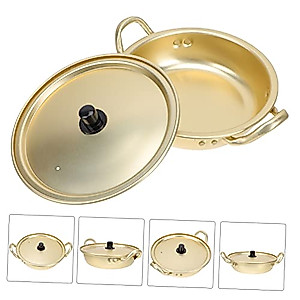 Pan with Lid 1pc Korean Ramen Pot Metal Cooking Utensils Korean Pots for Cooking Korean Yellow Aluminum Pot Stock Pot with Lid Butter Melting Pot Aluminum Noodle Pot Soup Pot