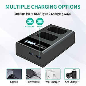 NP-FW50 Battery Charger, LCD Dual Charger Compatible with Sony Alpha A6000, A6400, A6100, A6300, A6500, A5100, A7, A7 II, A7R, A7R II, A7R2, A7S, A7S II, A7S2, A5000, A3000, RX10, NEX-3/5/7 Series