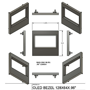 Bud Box PC-11478 Enclosure Bezel .96inch for OLED 128 x 64 Arduino / Raspberry Pi Project, Black