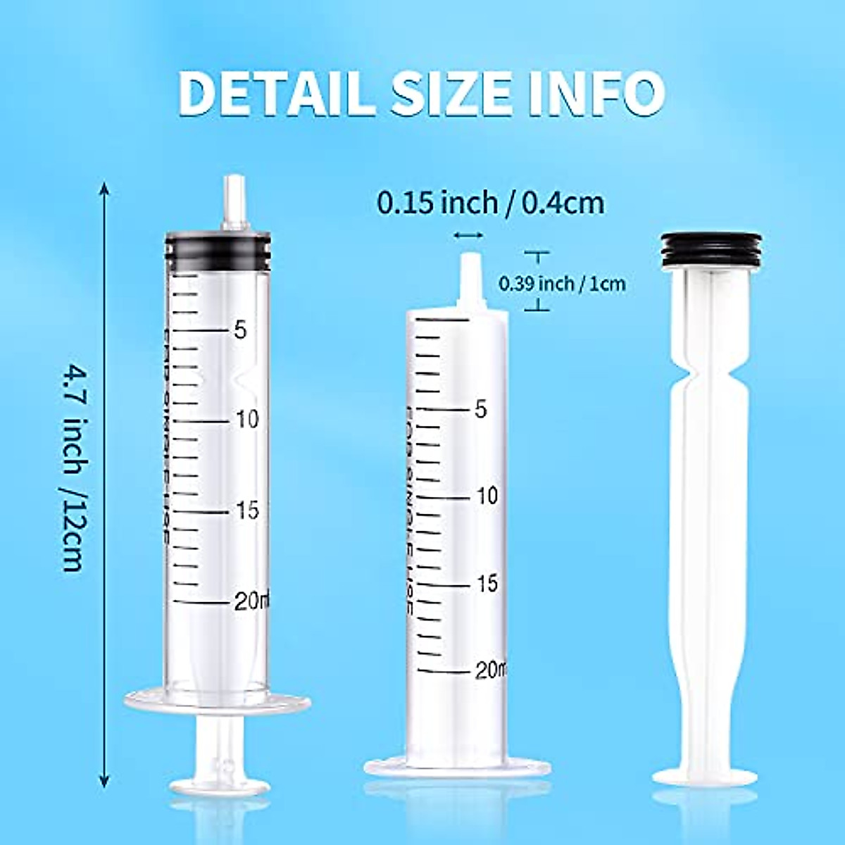 BSTEAN 20ml Syringe without Needle, Individually Wrapped for Industrial, Scientific, Measuring, Watering, Pet Feeding, Liquid Refilling and Dispensing (Pack of 10)
