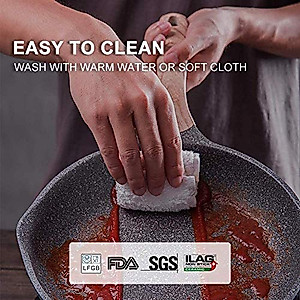 JEETEE 8 Inch Nonstick Frying Pan, Stone Coating Cookware, Nonstick Omelette Pan with Heat-Resistant Handle, Induction Skillet for Eggs (Grey)