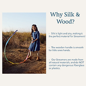 Sarah's Silks Rainbow Streamer - 8' Long Twirling Ribbon Wand for Kids | Montessori and Waldorf Toys