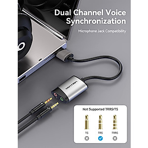 USB Audio Adapter - VENTION USB External Stereo Sound Card to 3.5mm Headphone and Microphone Jack Adapter for Windows MAC Linux PC Laptop Desktops PS5