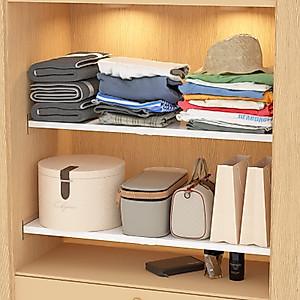 Redrubbit Adhesive Expandable Closet Shelf Organizers, No Drilling Heavy-Duty Metal Divider Separator for Kitchen Cabinet Wardrobe Cupboard Kitchen Bathroom Laundry Room，7.87"Width-2 pack