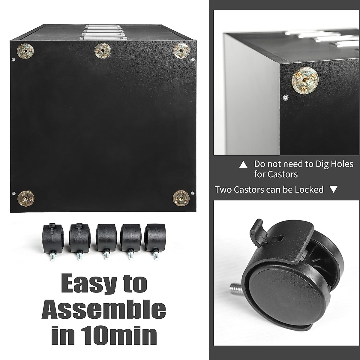 TOPSKY 5 Drawer Mobile Cabinet Fully Assembled Except Casters Built-in Handle (Black)