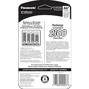 Eneloop Panasonic K-KJS1MCA2BA D Size Battery Adapters AA 2100 Cycle Ni- MH Pre-Charged Rechargeable Batteries, 2 "D Adapters with 2 Batteries