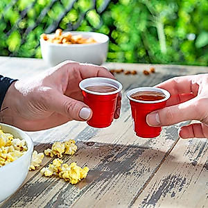 Comfy Package GUSTO [300 Count] 2 oz. Mini Plastic Shot Glasses - Red Disposable Jello Shot Cups (Formerly