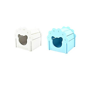 balacoo Hamster Wooden Hideout House Guinea Pig DIY Hideaway Hut Exercise and Climbing Toys for Bunny,Ferrets Chinchillas 2Pcs
