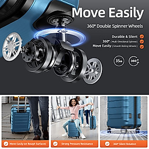 SHOWKOO Luggage Sets Expandable PC+ABS Durable Suitcase Sets Double Wheels TSA Lock 4 Piece Luggage Set Navy